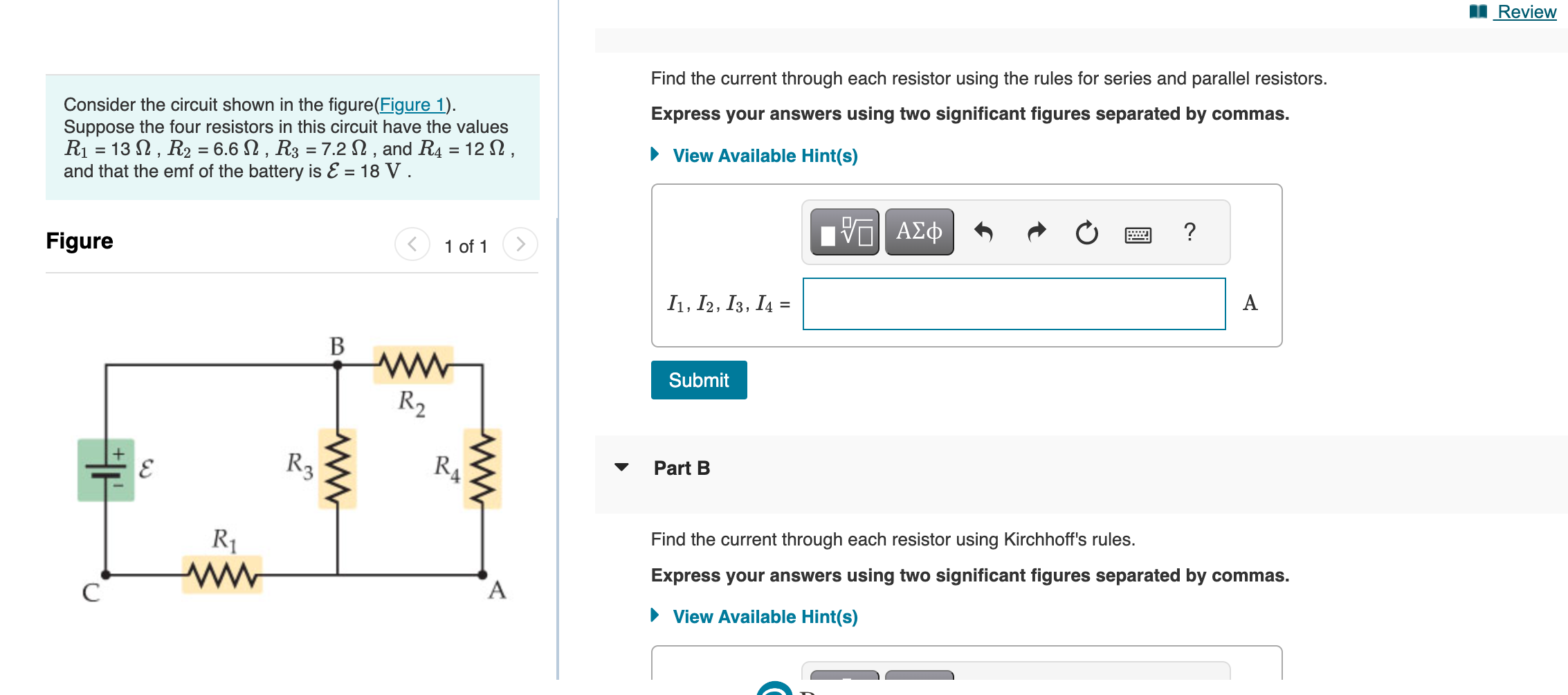 Solved Find The Current Through Each Resistor Using The