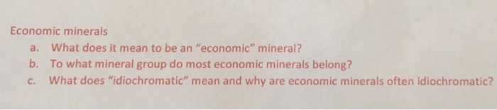 Solved Economic minerals a. b. c. What does it mean to be an | Chegg.com