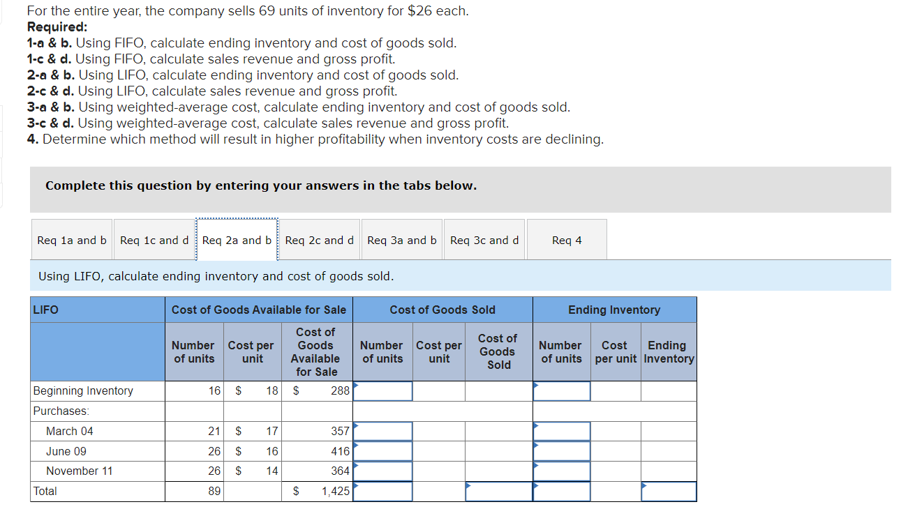 Solved 3-c \& d. Using weighted-average cost, calculate | Chegg.com