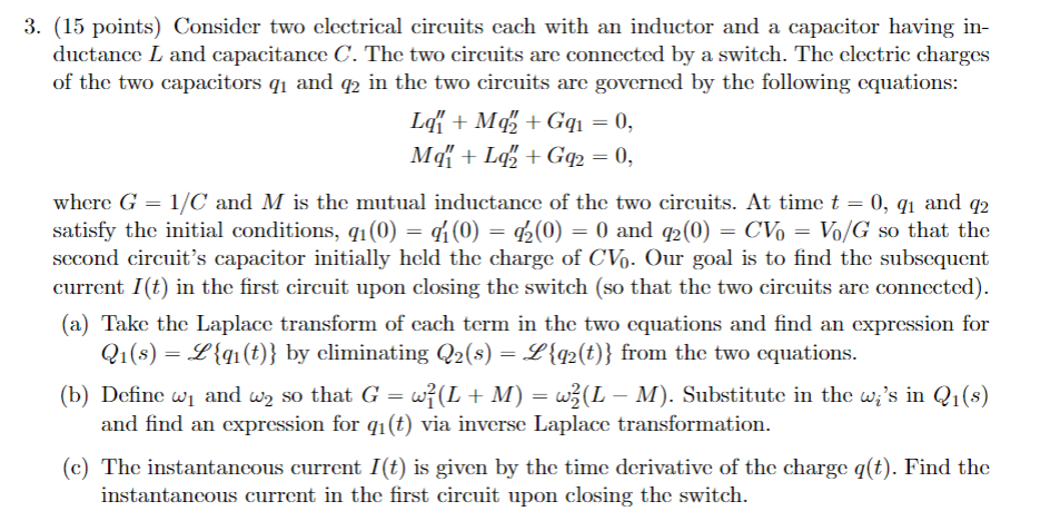 Solved (15 points) Consider two electrical circuits each | Chegg.com