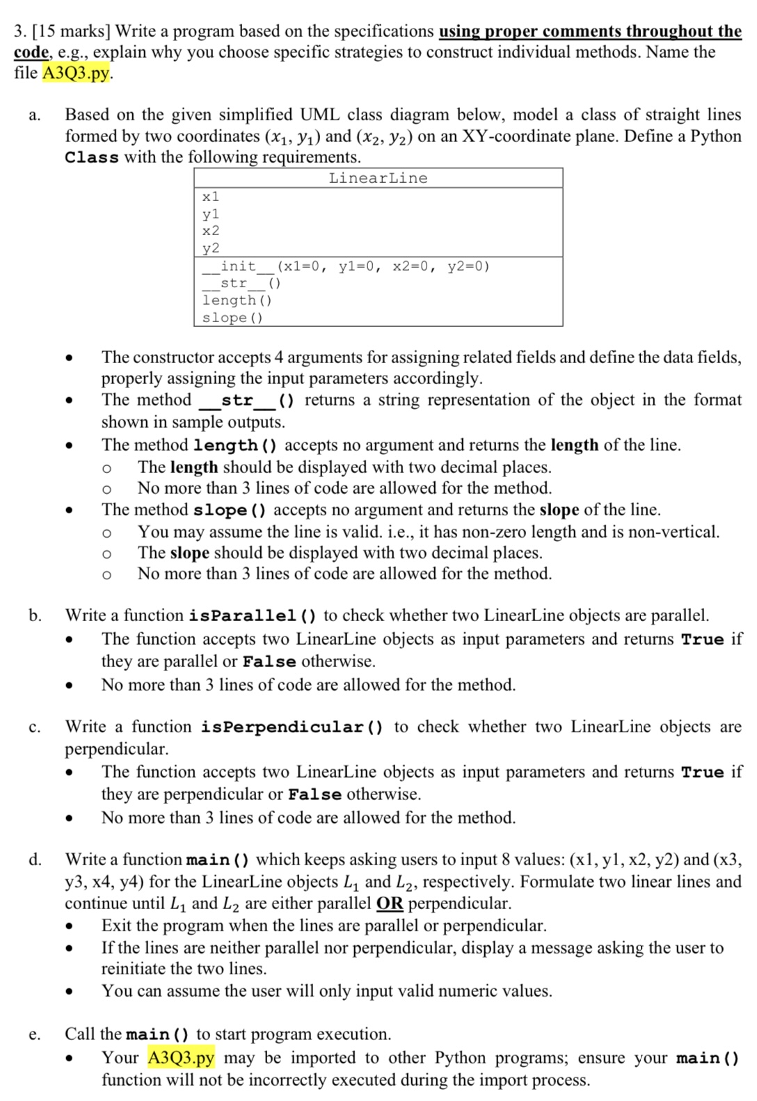 Solved 3. [15 marks] Write a program based on the | Chegg.com