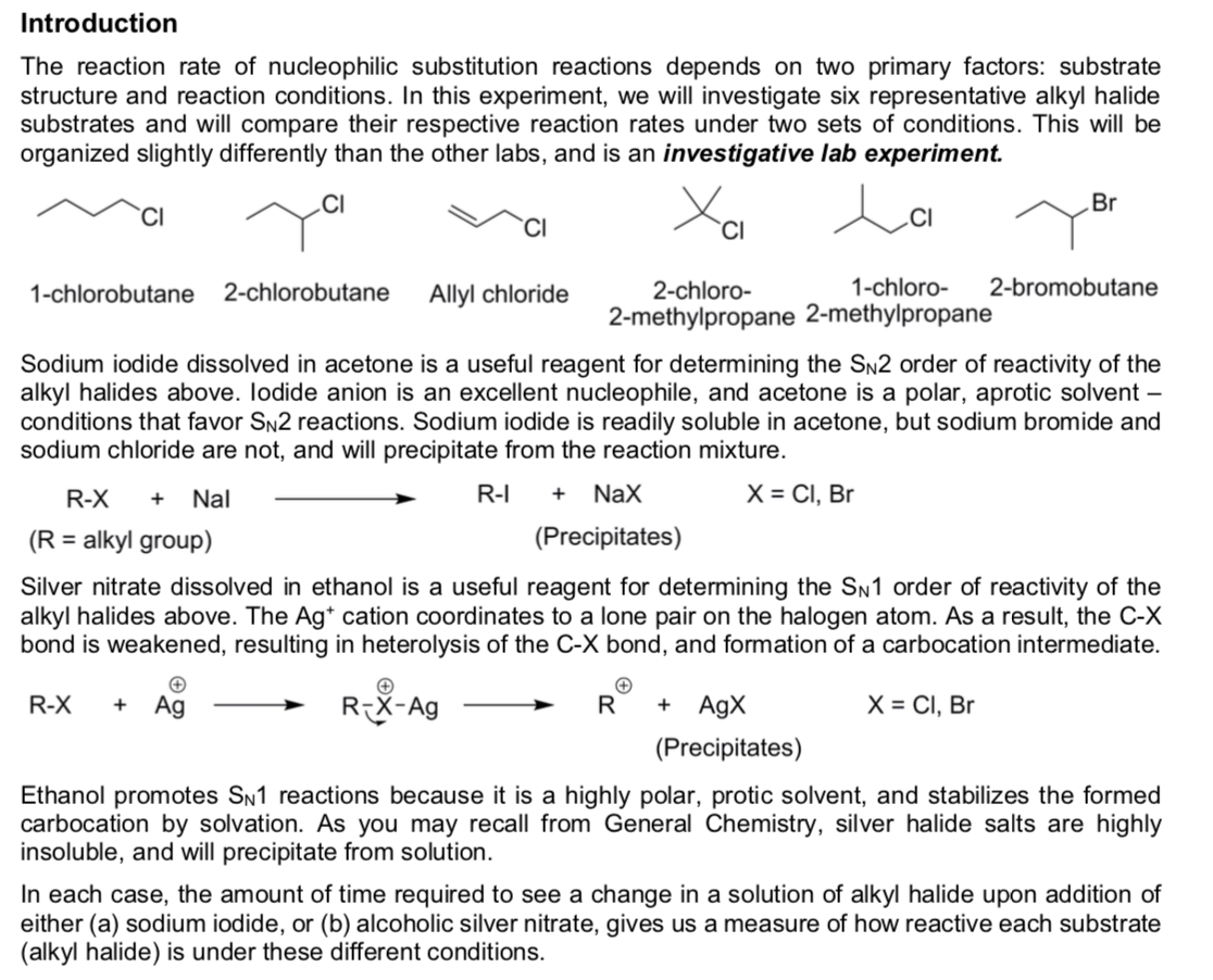 Solved Introduction The Reaction Rate Of Nucleophilic