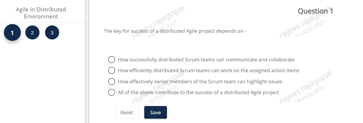 Solved The key for success of a distributed Agile project | Chegg.com