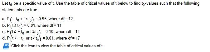 Solved Let t0 be a specific value of t. Use the table of | Chegg.com
