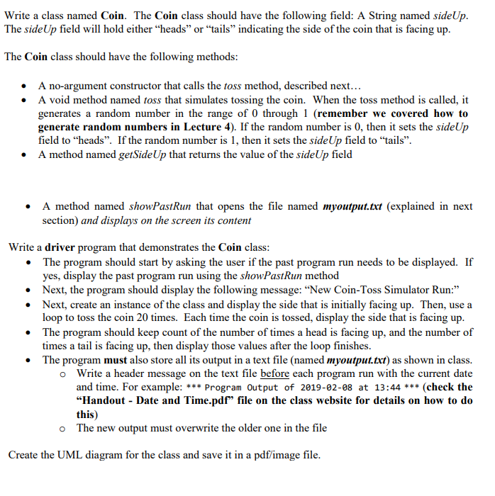 Solved Need Help with this Java Exercise. The UML I kind of | Chegg.com