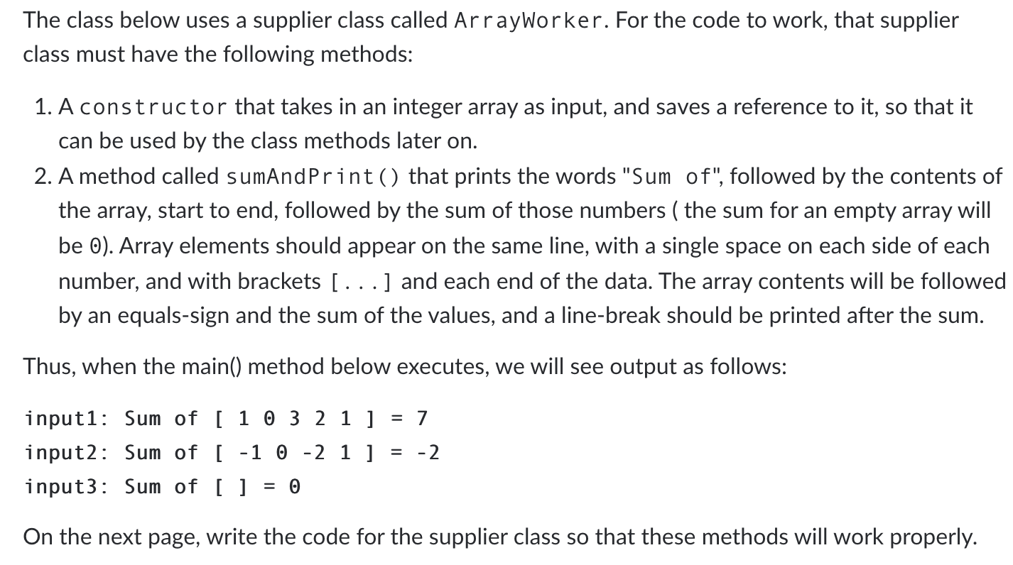 Solved The class below uses a supplier class called | Chegg.com