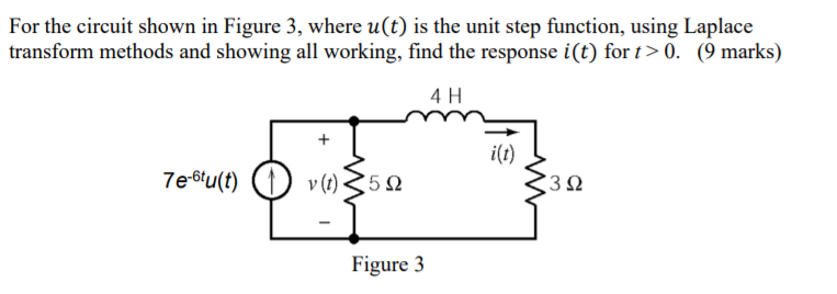 Solved For the circuit shown in Figure 3, where u(t) is the | Chegg.com