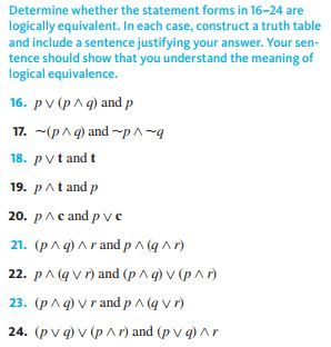 Solved Determine whether the statement forms in 16-24 are | Chegg.com