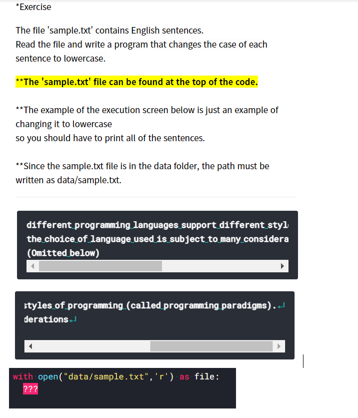 Solved *Exercise The file 'sample.txt' contains English | Chegg.com