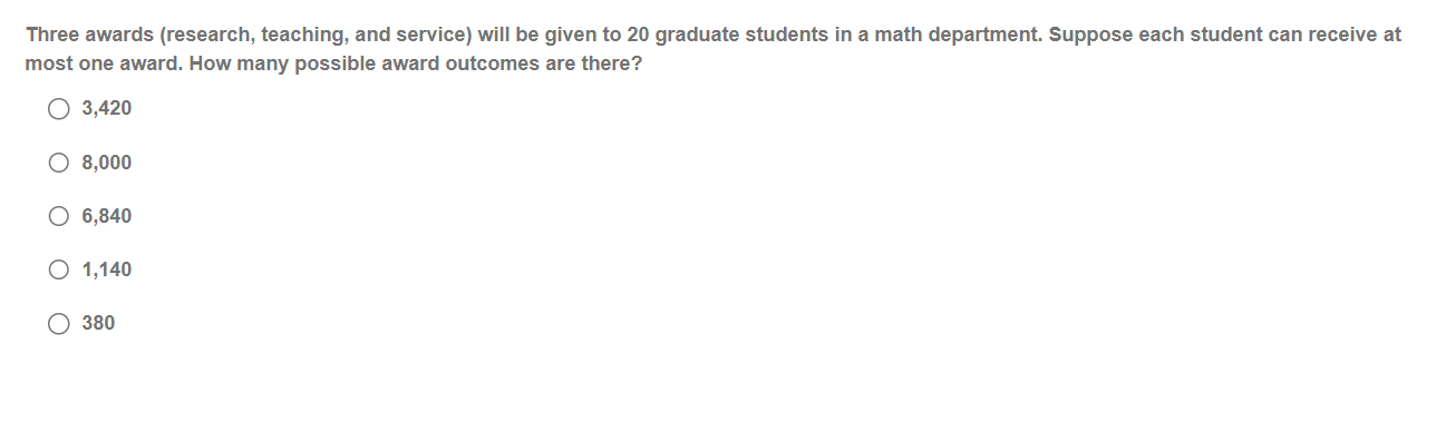 Solved Three awards (research, teaching, and service) will | Chegg.com