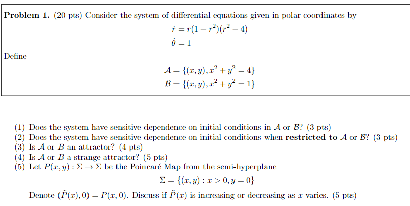 Solved Problem 1. (20 pts) Consider the system of | Chegg.com