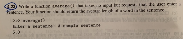 Solved Write a function average) that takes no input but | Chegg.com