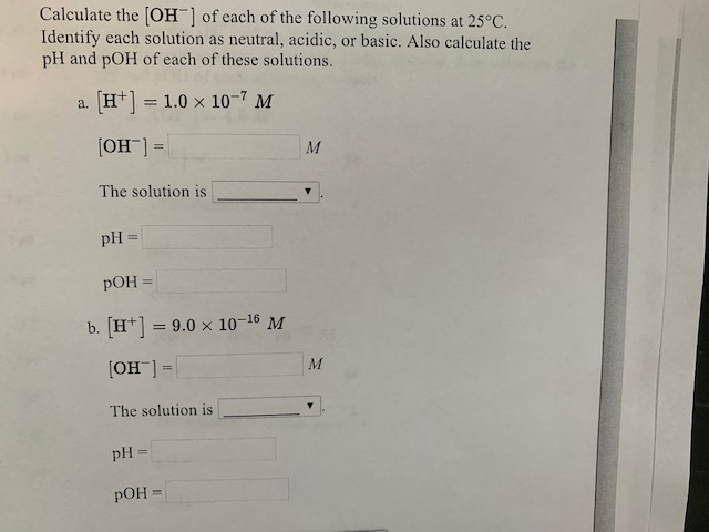 Solved Calculate the (OH) of each of the following solutions | Chegg.com