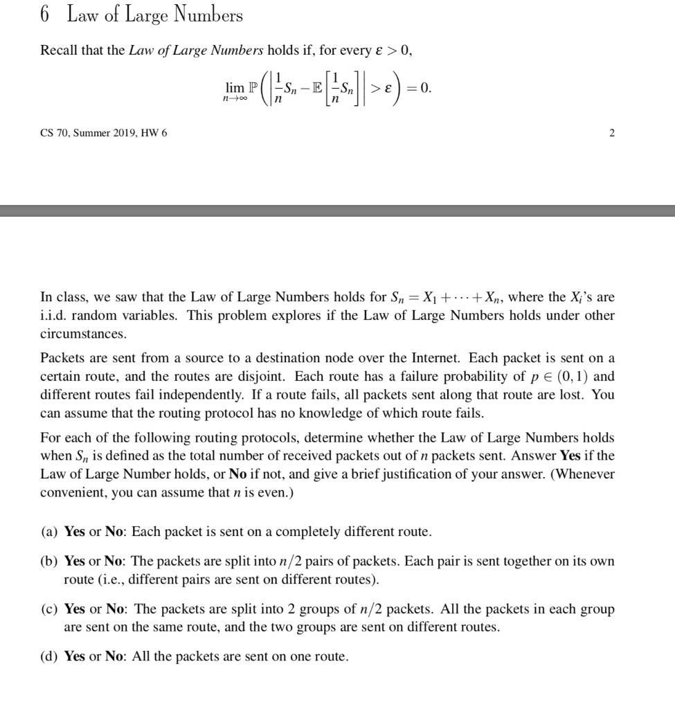 Solved 6 Law of Large Numbers Recall that the Law of Large | Chegg.com