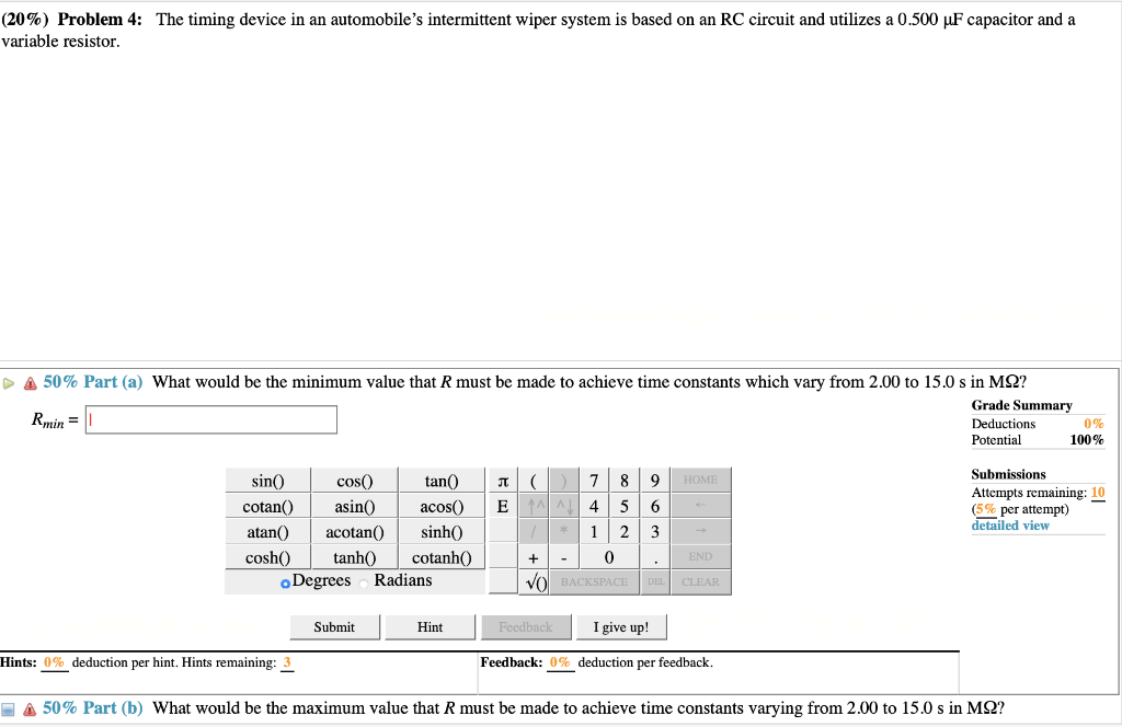 Solved (20%) Problem 4: The timing device in an automobile's | Chegg.com