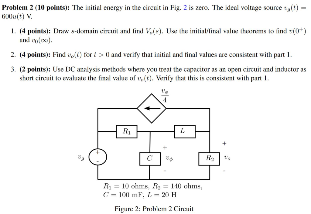 Solved Problem 2 (10 points): The initial energy in the | Chegg.com