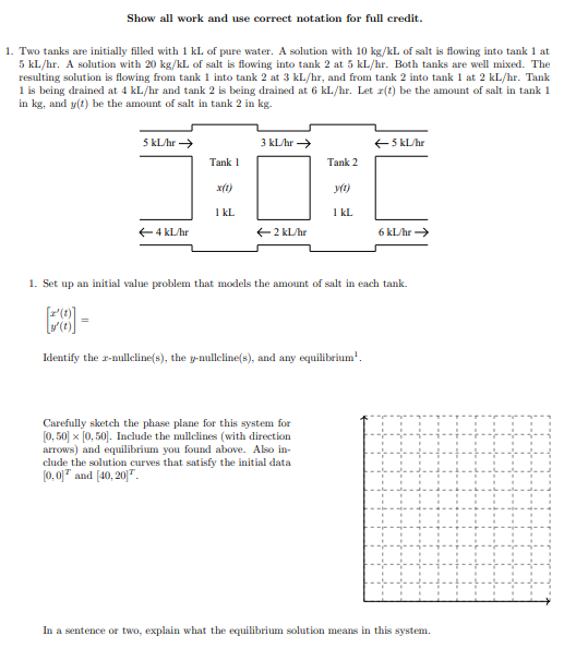 Solved Show all work and use correct notation for full | Chegg.com