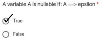 Solved A variable A ﻿is nullable if: A==> ﻿epsilon 1T rue2 | Chegg.com