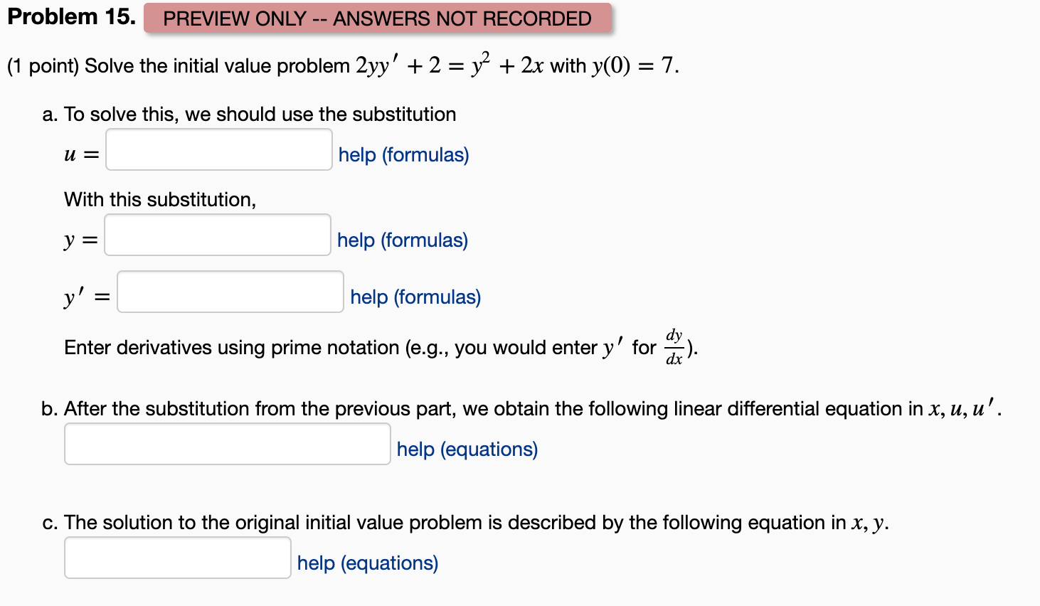 Solved Problem 15. PREVIEW ONLY -- ANSWERS NOT RECORDED (1 | Chegg.com
