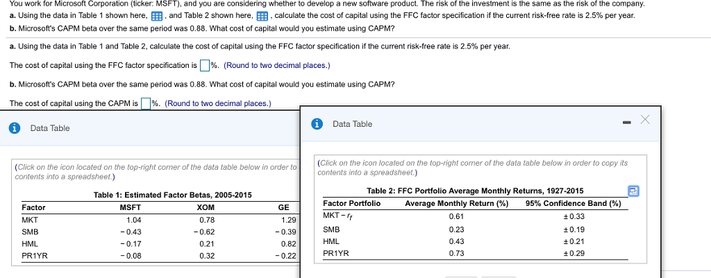 Solved You work for Microsoft Corporation (ticker: MSFT), | Chegg.com