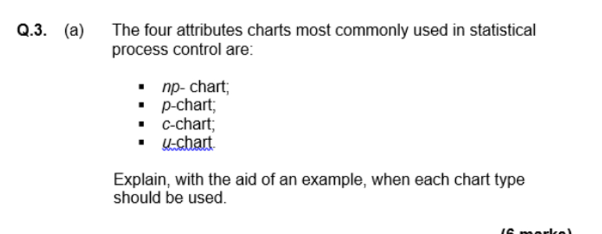 Solved Q.3. (a) ﻿The four attributes charts most commonly | Chegg.com