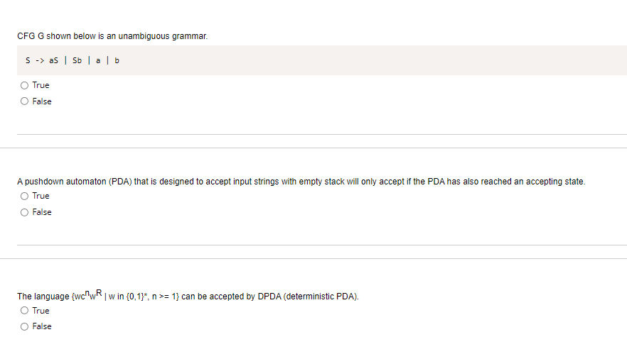 Solved CFG G shown below is an unambiguous grammar. 5 -> as | Chegg.com