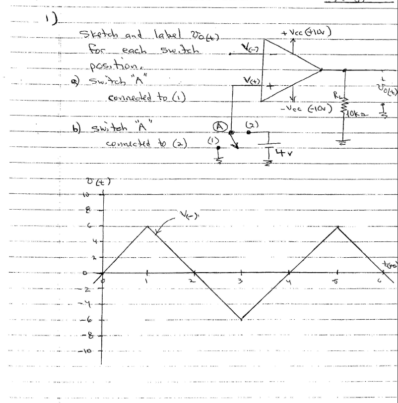 Solved 1) sketch and label v0(t) for each 5w itch position. | Chegg.com