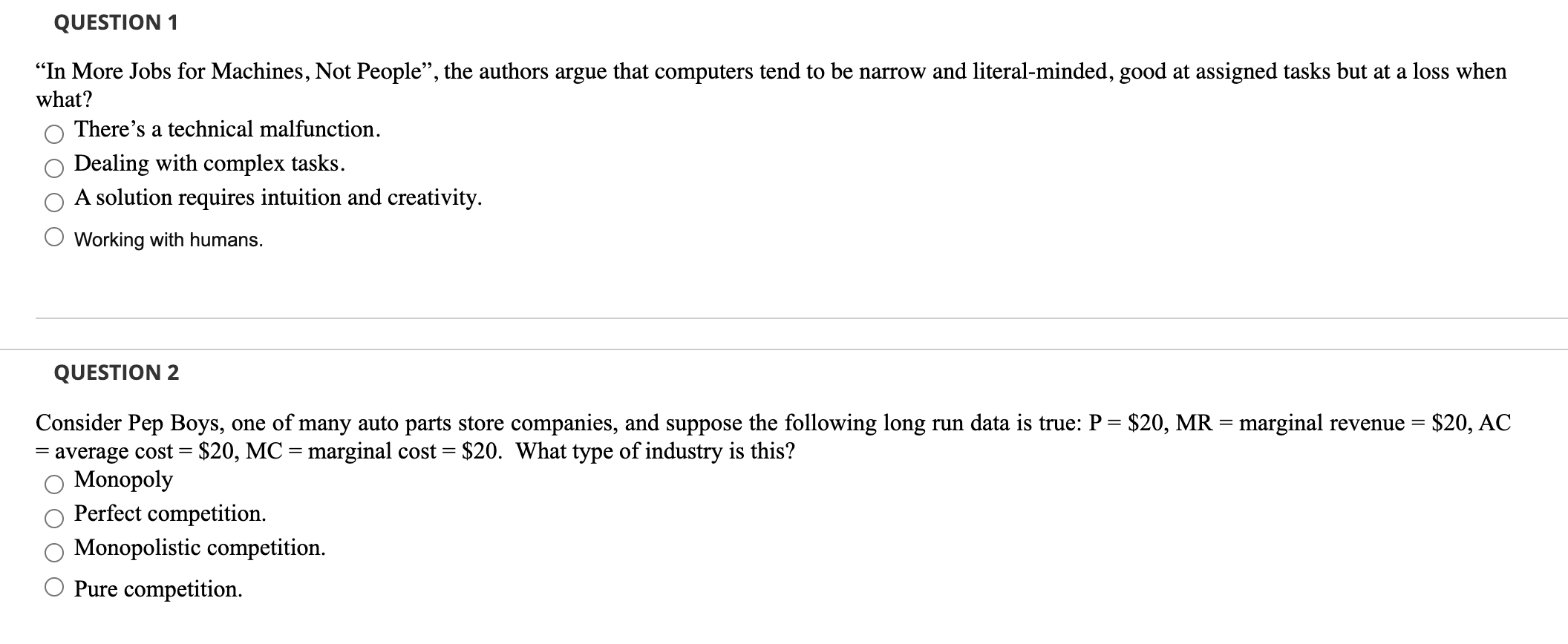 Solved QUESTION 1 “In More Jobs for Machines, Not People”, | Chegg.com