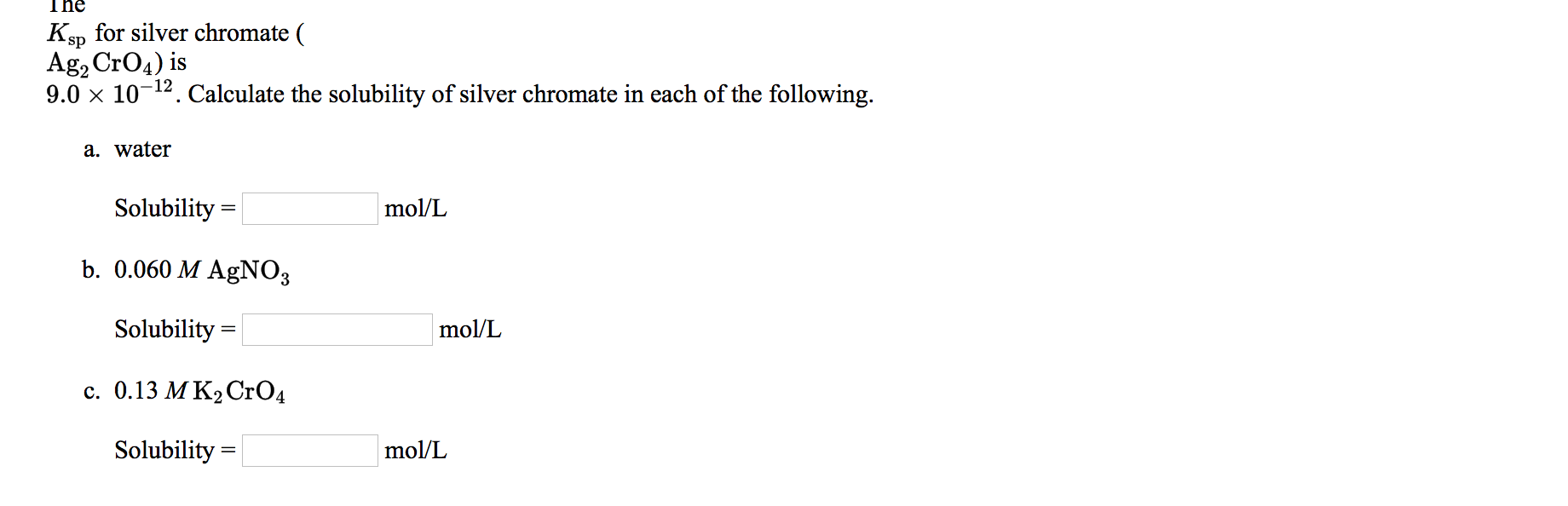 Solved The Ksp for silver chromate ( Ag2 CrO4) is 9.0 x | Chegg.com