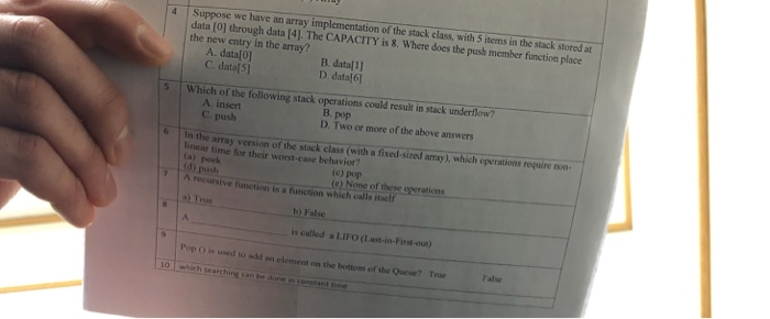 Solved 4 Suppose we have an array implementation of the | Chegg.com