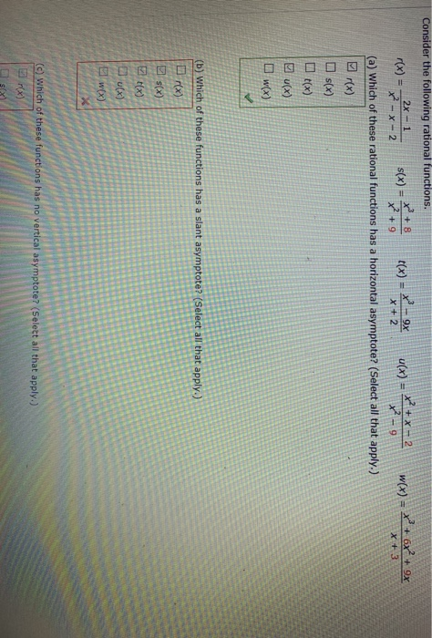 Solved Consider the following rational functions. 2x-1 x2 + | Chegg.com Solved Consider the following rational functions. 2x-1 x2 + | Chegg.com