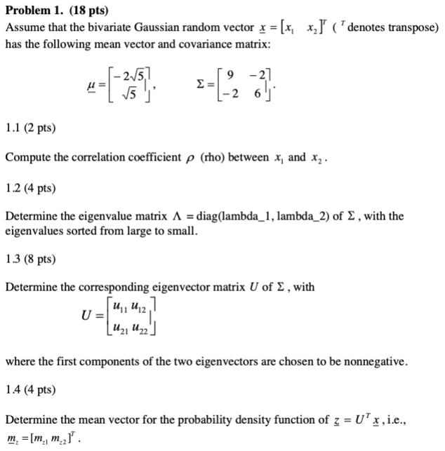 Solved Problem 1. (18 pts) Assume that the bivariate | Chegg.com