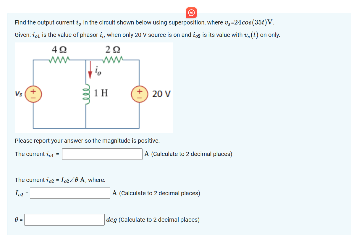 Solved Find the output current io ﻿in the circuit shown | Chegg.com