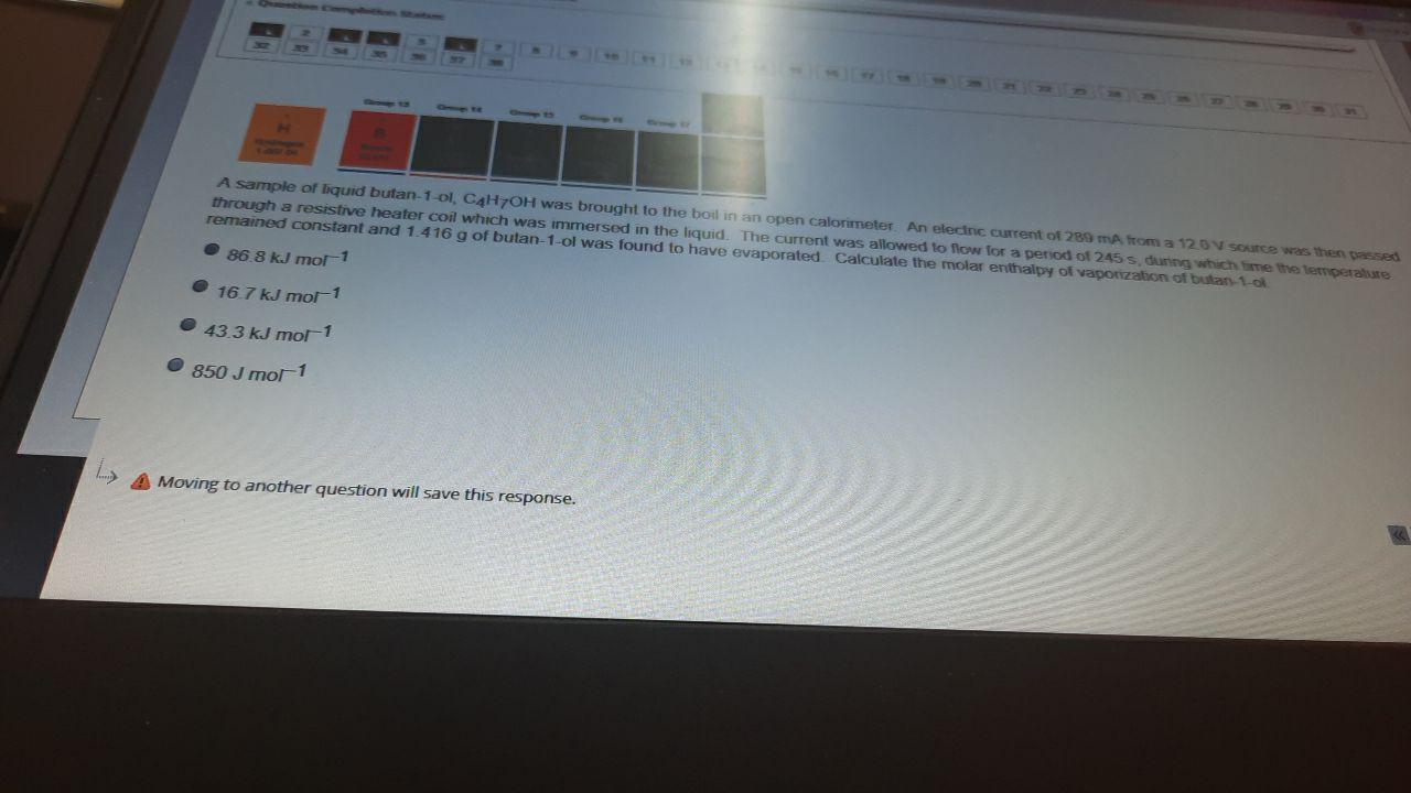 Solved A sample of liquid bufan-1-ol, C4H7OH was brought to | Chegg.com