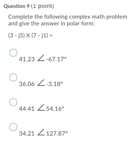 Solved Question 10 (1 point) Complete the following complex | Chegg.com