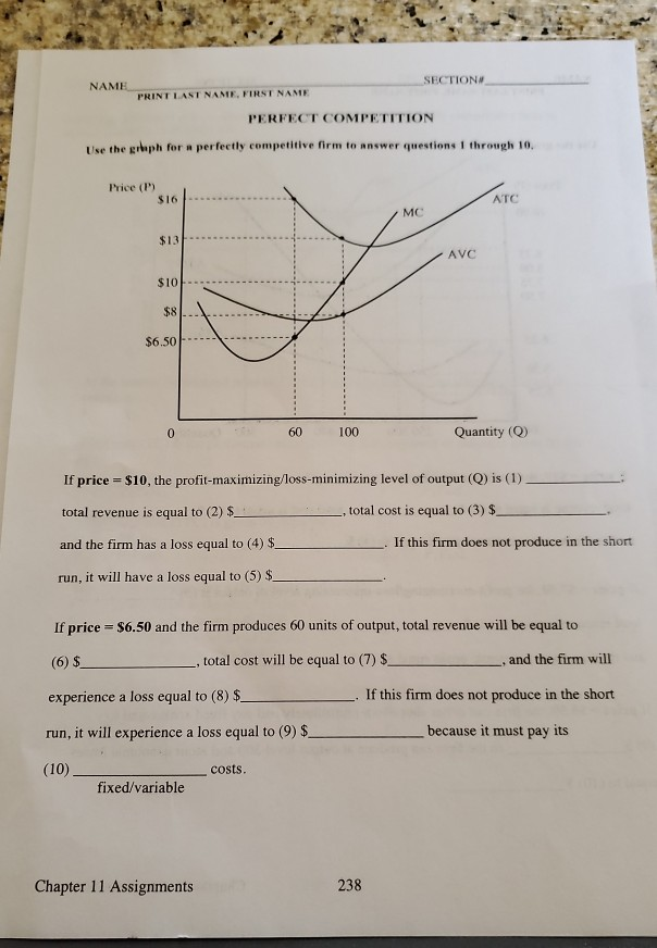 Solved SECTION NAME PRINT LAST NAME, FIRST NAME PERFECT | Chegg.com