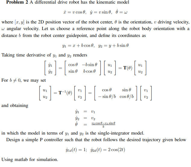 Solved Problem 2 A differential drive robot has the | Chegg.com