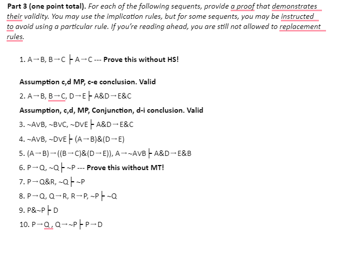Solved Part 3 (one point total). For each of the following | Chegg.com