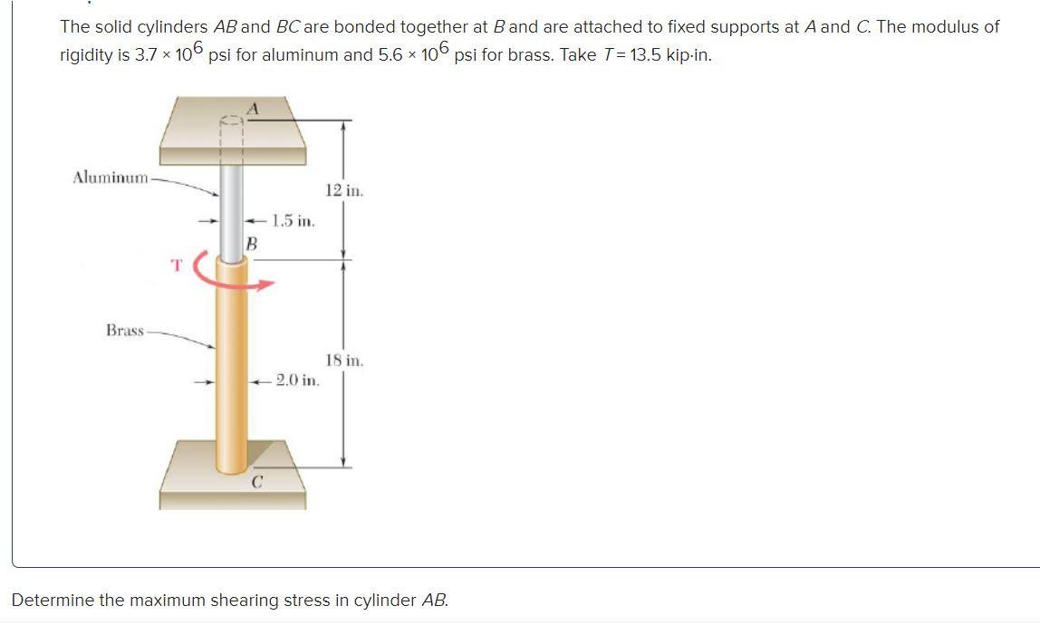 The solid cylinders AB and BC are bonded together at | Chegg.com