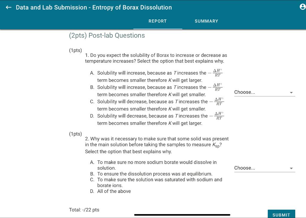 Solved + Data and Lab Submission - Entropy of Borax | Chegg.com