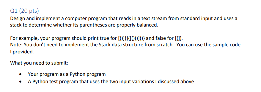 Solved Q1 (20 pts) Design and implement a computer program | Chegg.com