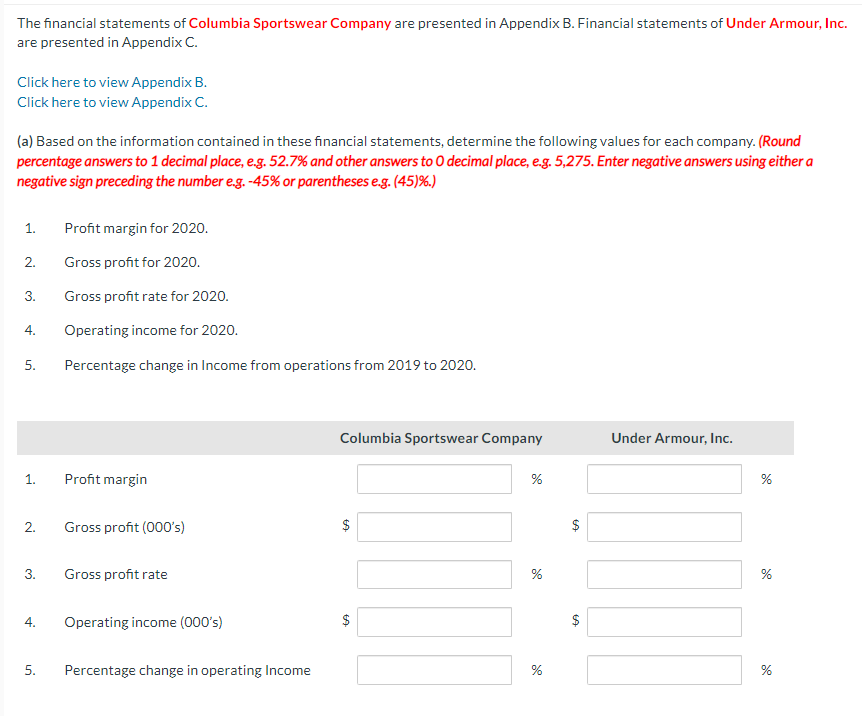 Appendix B Specimen Financial Statements: Columbia | Chegg.com