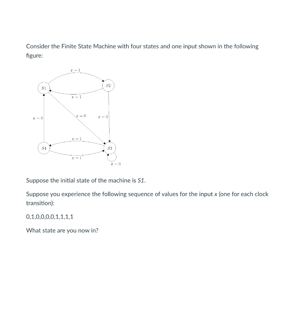 [solved] Consider The Finite State Machine With Four Stat