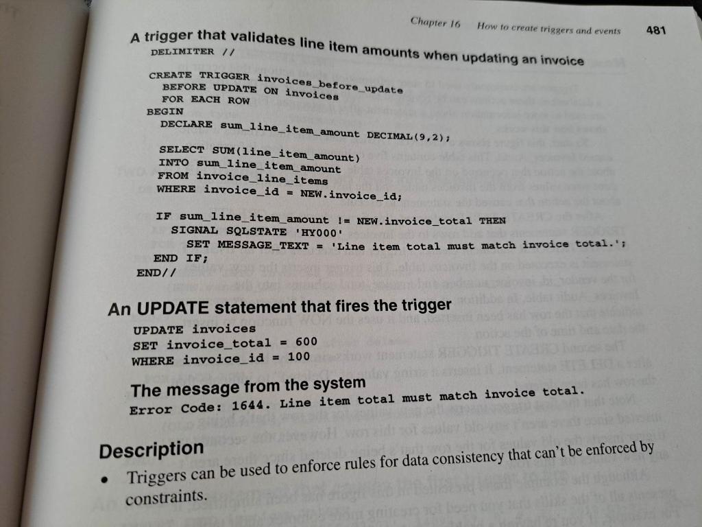 Question 1. Open the trigger named invoices_before | Chegg.com