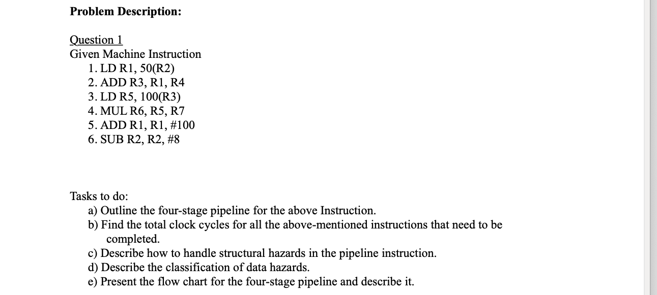 Solved Problem Description: Question 1 Given Machine | Chegg.com