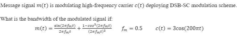 Solved Message signal m(t) is modulating high-frequency | Chegg.com