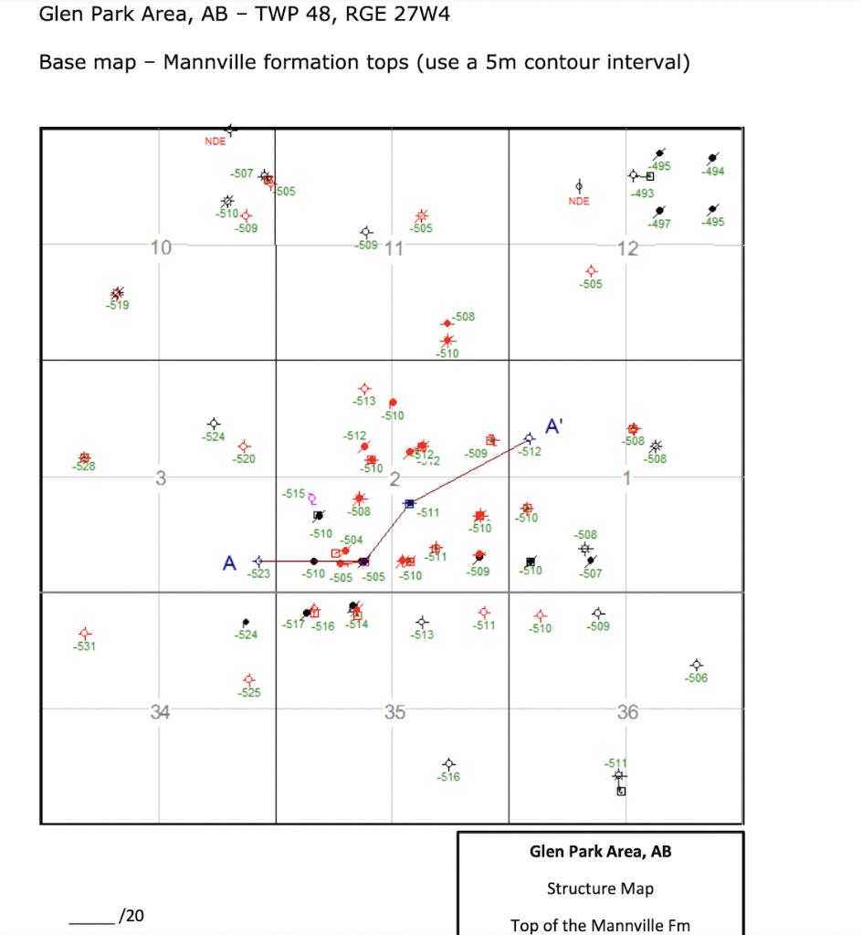 Solved Glen Park Area, AB - TWP 48, RGE 27W4 Base map - | Chegg.com