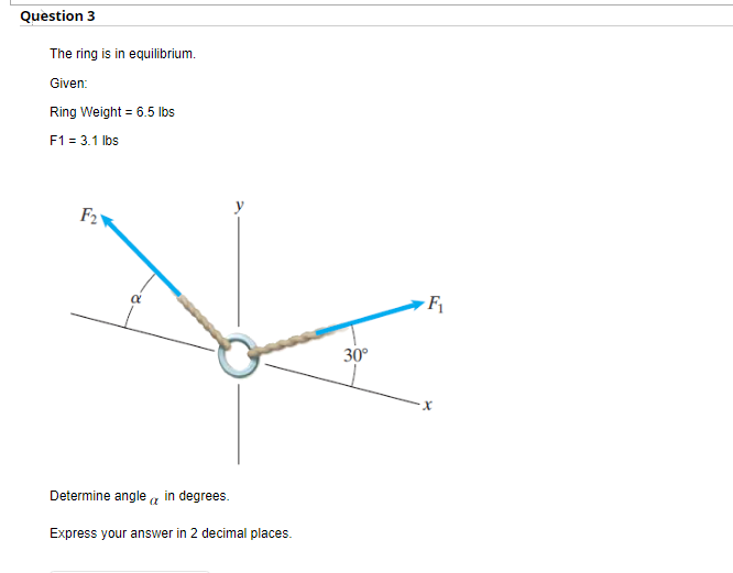 Solved Question 1 The ring is in equilibrium. Given: Ring | Chegg.com