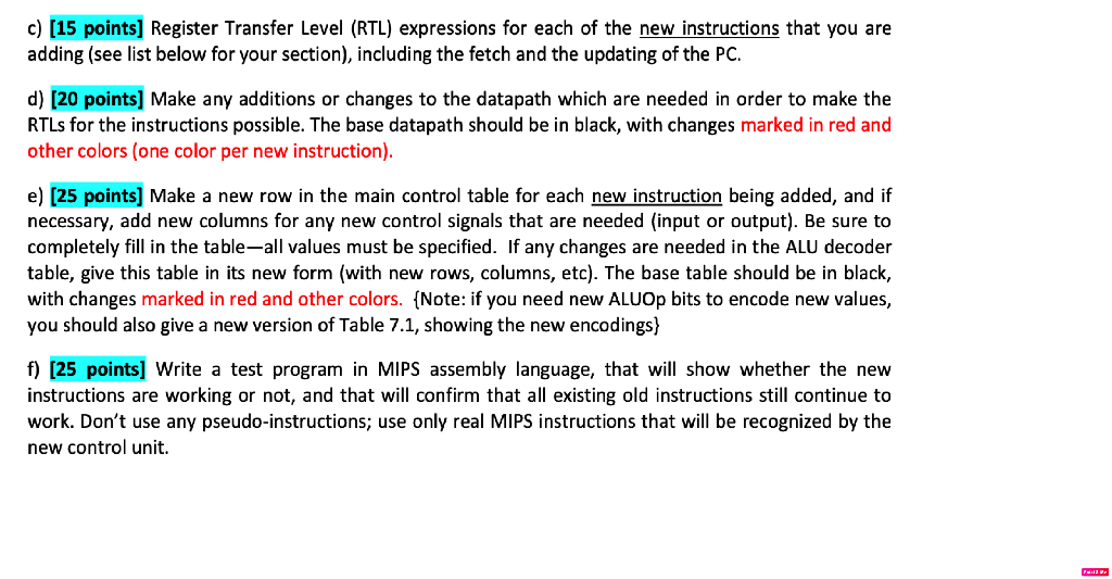 Instructions to implement: 1-jalr 2-push push: this | Chegg.com