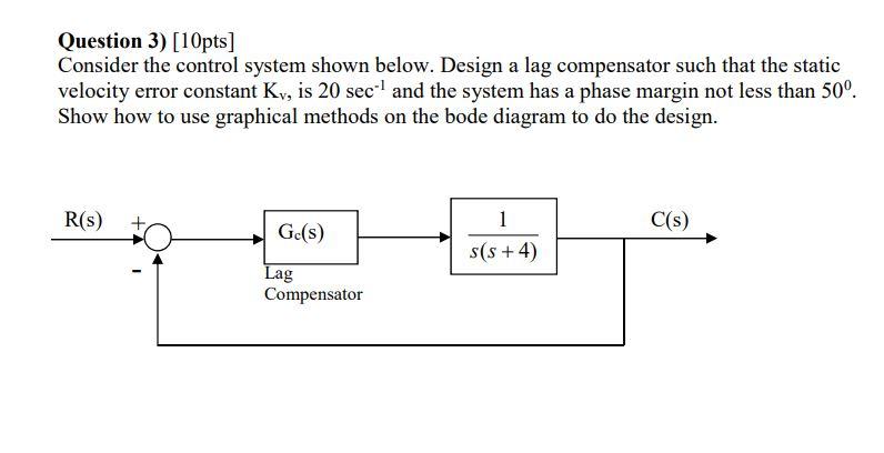 Solved Question 3) [10pts] Consider the control system shown | Chegg.com